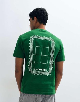 Lacoste t-shirt coupe classique avec logo graphique et imprim&eacute; au dos en vert