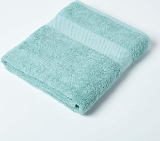 Homescapes minzg&uuml;ner Badelaken aus 100% t&uuml;rkischer Baumwolle mit 500g/qm, Flauschiges Badehandtuch 100 x 150 cm, blaugr&uuml;n