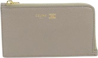 Celine unisex, Pre-owned, Beige, Taille: ONE Size Porte-monnaie Pre-owned en cuir de veau