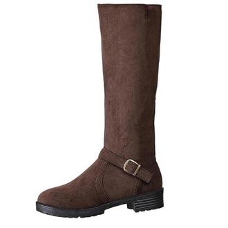 Generic Bottes longues &agrave; talon &eacute;pais pour femme - Style d&eacute;contract&eacute; - R&eacute;tro - Couleur unie - Fermeture &eacute;clair lat&eacute;rale - Antid&eacute;rapantes - Confortables - Pour 