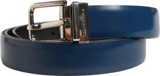 Dolce & Gabbana Homme, Accessoires, Bleu, Taille: ONE Size Classic Leather Metal Buckle Belt