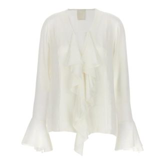 Givenchy 4G-Jacquard Seidenbluse - - Blouses & Shirts - Damen - Wei&szlig; - M