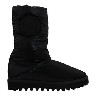 Dolce & Gabbana Elegante Mid-Calf-Stiefel aus schwarzem Polyester - - Shoes - Herren - Schwarzk - 44 EU