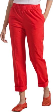 Deha Deha, Femme, Sport, Rouge, Taille: 42 FR Pantalon Cropped &agrave; Ourlet Roul&eacute;