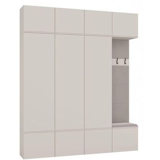 Topeshop HAGA - Ensemble dentrée avec 3 armoires + porte-manteau + banc 200x35x238 cm - beige cachemire