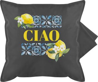Shirtracer Kissenbezug - Statement - Limoncello Ciao | Urlaub Italien | Lebensgefühl | Limoncello-Fans | Urlaubsfeeling Italia - 50 x 50 cm - Grau - kissen itali