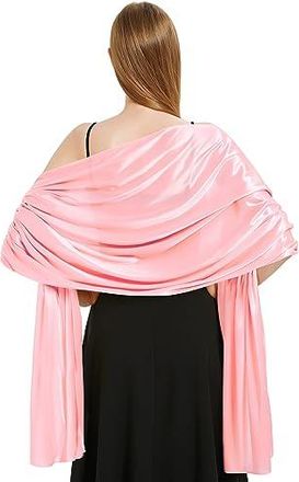 Heekpek Satin Foulard Chale Femme Mariage Echarpes pour Robe de Soir&eacute;e &Eacute;l&eacute;gant Chic Etole Femme pour Soir&eacute;e C&eacute;r&eacute;monies F&ecirc;tes Mariage, Rose Clair, Taille uniqu