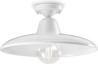 Ferroluce Deckenleuchte Industrial Minimal Nordisch B&W Metall weiß emailliert 1-flammig E27