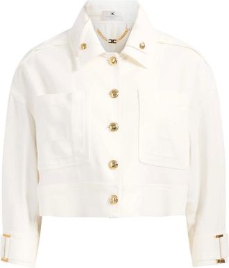 Elisabetta Franchi Femme, Vestes, Blanc, Taille: 42 FR Caban Jacket