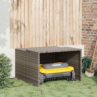vidaXL M&auml;hroboter-Garage Grau 86x90x52/57 cm Poly Rattan - Vidaxl