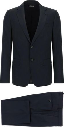 Ermenegildo Zegna Homme, Costumes, Bleu, Taille: 2XL Tone-on-Tone Pinstriped Wool Suit