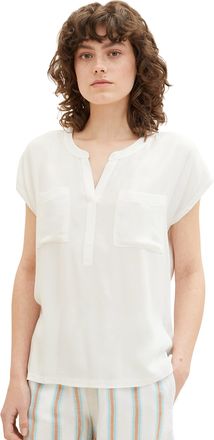 Tom Tailor Damen 1037221 T-Shirt mit Brusttaschen, 10315-Whisper White, XL
