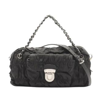 Prada Sac bandouli&egrave;re 2-en-1 en nylon Tessuto Gaufr&eacute; et cuir Saffiano Pre-owned - Femme - Pre-owned - Noir - Taille: ONE Size