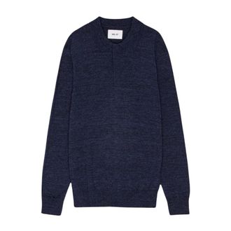 Nn.07 Wollmoulin&eacute; Polo Pullover Navy - - Knitwear - Herren - Blau - XL