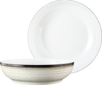 SELTMANN WEIDEN Terra Foodbowl 25 cm 2er Set, 2350 ml, Servierschale mit spiralf&ouml;rmigem Relief, Sp&uuml;lmaschinen- und mikrowellenfest, Porzellan, Corso