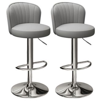 Generic Barhocker-Set (2Er-Set) mit Verstellbarer H&ouml;he, R&uuml;ckenlehne und Fu&szlig;st&uuml;tze - Gepolsterte Sitze, Robustes, Schwarz-Silbernes Metallgestell