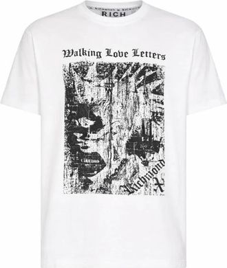 John Richmond Femme, Tops, Blanc, Taille: 36 FR Vintage-Effect Graphic T-shirt
