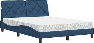 vidaXL Vidaxl - Letto Con Materasso Blu 140x200 Cm In Tessuto