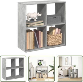 vidaXL The Living Store - vidaXL Raumteiler-B&uuml;cherregal Betongrau 69,5x29x69,5 cm Holzwerkstoff