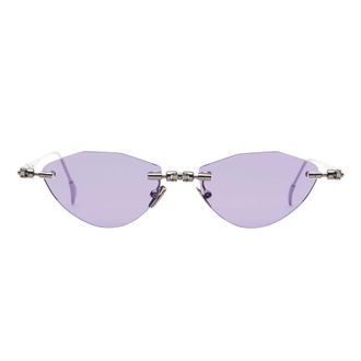 Kuboraum Rahmenlose Gunmetal-Sonnenbrille mit lilafarbenen Gl&auml;sern - - Accessories - Damen - Grau - ONE SIZE