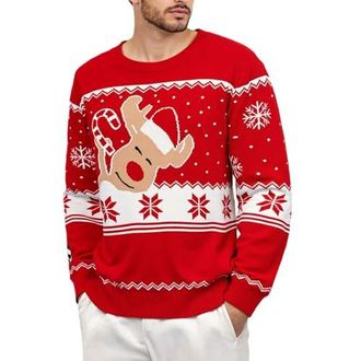 Generic Veste pull de No&euml;l, motif dessin anim&eacute;, adapt&eacute; la correspondance familiale, cardigan jacquard festif, mode automne et hiver n4