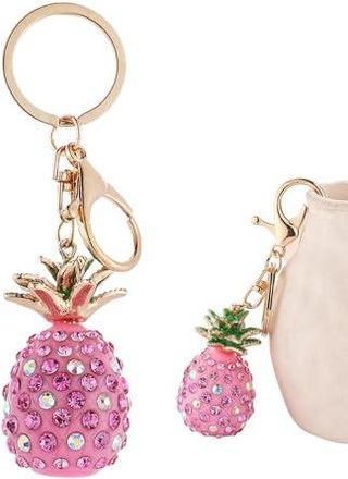Generic Porte-clés en forme dananas, chaîne de clé de voiture en strass, clé, pendentif de sac, décoration de téléphone portable de voiture, rose, Consulte la