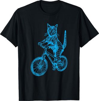Seembo Katze Radfahren Fahrrad Lustig Biker Niedlich Tier Reitrad T-Shirt