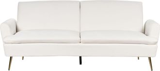 Beliani Moderner 3-Sitzer Sofa Samtstoff cremewei&szlig; Vettre