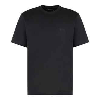 Yohji Yamamoto Homme, Tops, Noir, Taille: S T-shirt en coton avec impression ton sur ton