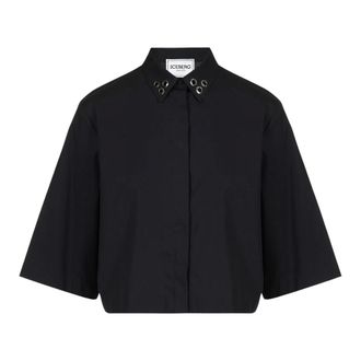 Iceberg Femme, Blouses et Chemises, Noir, Taille: 36 FR Chemise Courte Cropped &agrave; Manches Courtes