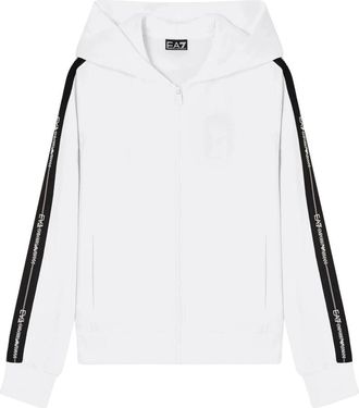 Emporio Armani Emporio Armani Ea7, Femme, Sweatshirts et sweats &agrave; capuche, Blanc, Taille: 38 FR SweaT-shirt &agrave; capuche Logo Series
