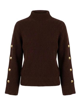 Twinset Pull Col Roul&eacute; - Marron