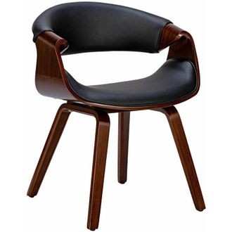 Clp Chaise de salle &agrave; manger Foley Noyer / Noir Similicuir