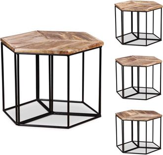 vidaXL Couchtisch Massivholz Mango 56x48x40 cm - Holz Couchtisch - Mangoholz Couchtisch - Couchtisch Set - Modularer Couchtisch - Vintage Couchtisch