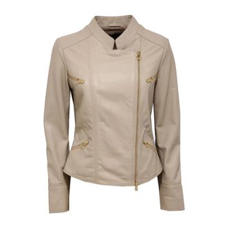 Pinko Soft Beige Lederjacke - - Jackets - Damen - Beige - XS