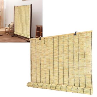 Generic Bambusrollo Outdoor Handgewebt Raffrollo Wetterfest Sonnenschutz Sichtschutz Rollo Bambusjalousien VorhäNge Mit Lifter Für Drinnen Und Draußen Balkont