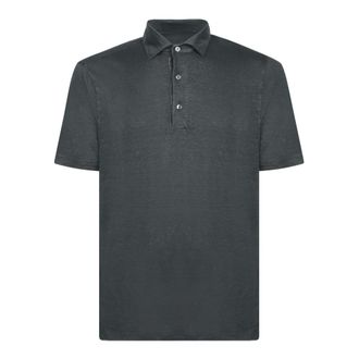 Dell'Oglio Blaues Poloshirt im klassischen Design - - Tops - Herren - Blau - XL