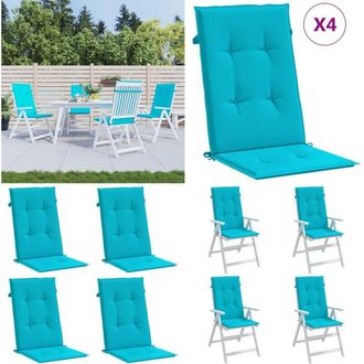 vidaXL Hochlehner-Auflagen 4 Stk. T&uuml;rkis Stoff - Hochlehner Auflagen - Gartenstuhlkissen - Outdoor Kissen - Sitzkissen - Balkon Deko - Home & Living