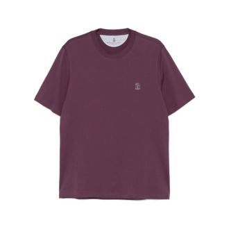 Brunello Cucinelli Homme, Tops, Violet, Taille: L T-shirt Violet Brodé Col Rond