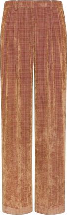 Momoni Femme, Pantalons, Bleu, Taille: 36 FR Pantalon long &agrave; jambes larges en velours c&ocirc;tel&eacute; travaill&eacute;