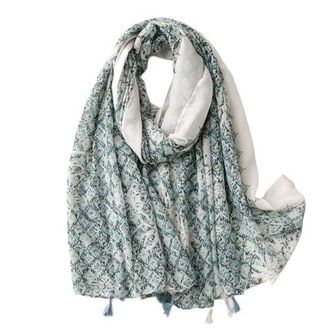 Generic &Eacute;charpe ch&acirc;le en viscose florale 180 cm pour hijab musulman, grande taille, bandeau tendance pour femme, quatre saisons, color&eacute;, taille unique