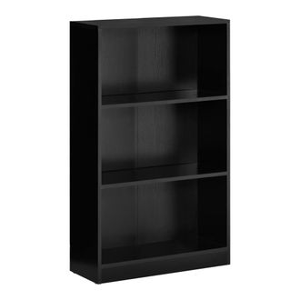 HOMCOM B&uuml;cherregal mit 3 F&auml;chern, f&uuml;r B&uuml;cher, CDs, Pflanzen, f&uuml;r Wohnzimmer, Arbeitszimmer, Schlafzimmer, 62,2 x 24 x 102,4 cm, Schwarz