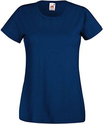 Fruit Of The Loom T-shirt à manches courtes uni pour femme Bleu Bleu marine Medium