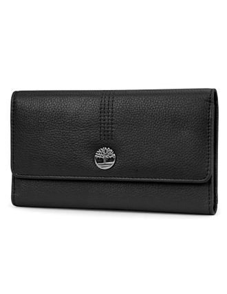 Timberland Damen Leather RFID Flap Wallet Clutch Organizer Geldbörse, Schwarz (Pebble), 38 EU
