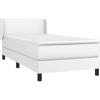 vidaXL Boxspringbett mit Matratze Wei&szlig; 80x200 cm Kunstleder vidaXL