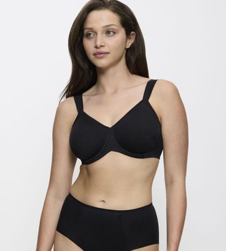 Triumph Minimizer-BH TRIUMPH Essential Minimizer, Damen, Gr. 90, Cup E, schwarz, Obermaterial: 71% Polyamid, 29% Elasthan (LYCRA), gemustert, leicht gl&auml;nzend,