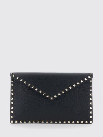 Valentino Garavani Pochette Rockstud type enveloppe en cuir de veau grain&eacute; avec clous