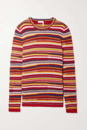 Chlo&eacute; Gestreifter Pullover Aus Einer Kaschmirmischung - Rot