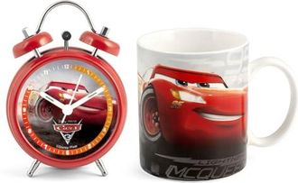 hOme Disney Cars Set r&eacute;veil Mug, Porcelaine, Rouge, 2 unit&eacute;s