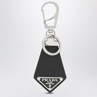 Prada Schwarzer Schl&uuml;sselanh&auml;nger aus Saffiano mit Logo